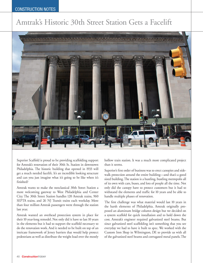 Construction Today Magazine features Superior Scaffold Job