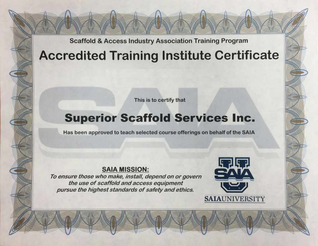 Scaffold training facility, SAIA, OSHA, competent person, scaffold user ...